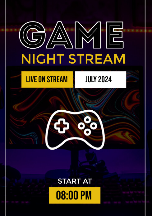 Black Professional Gaming Night A4 Template | PosterMyWall