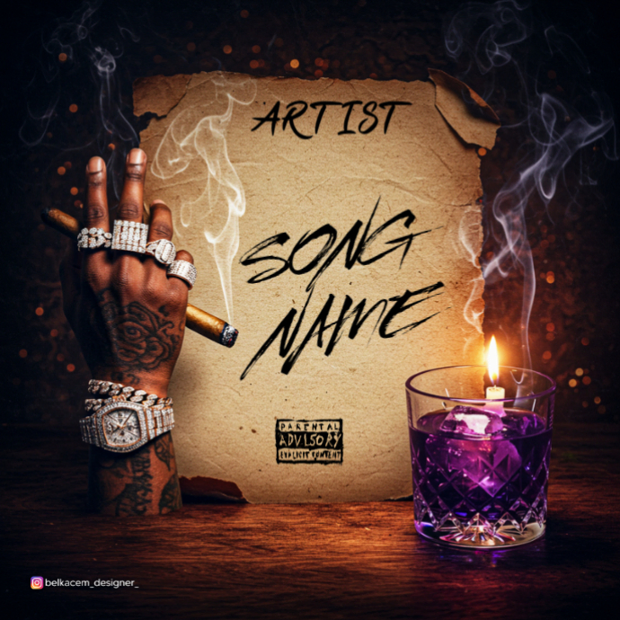Black Professional Gangsta Word Album Cover Template | PosterMyWall
