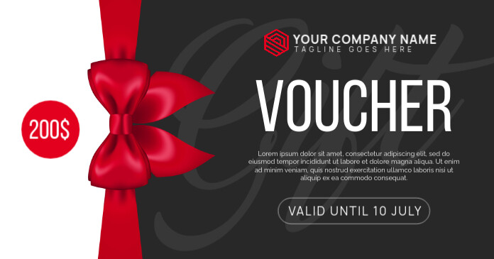 Black Professional Gift Voucher Coupon Ads Facebook Shared Image ...