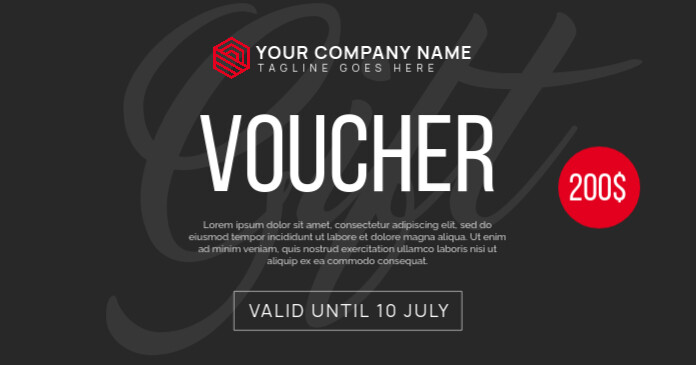 Black Professional Gift Voucher Coupon Facebook Shared Image Template ...