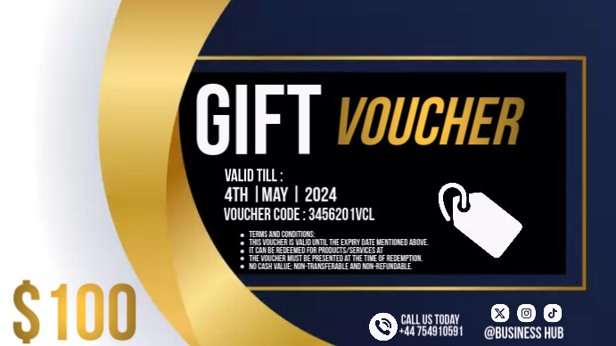 Black Professional Gift Voucher Digital Display (16:9) Template ...