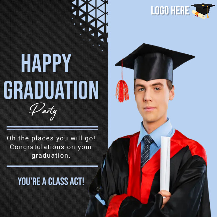 Black Professional Graduation Party Instagram Template | PosterMyWall