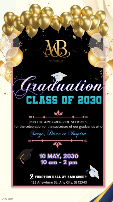 Black Professional Graduation Program (front) Facebook Story Template ...