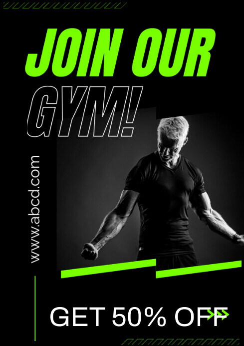 Black Professional Gym Join Poster A4 Templat | PosterMyWall