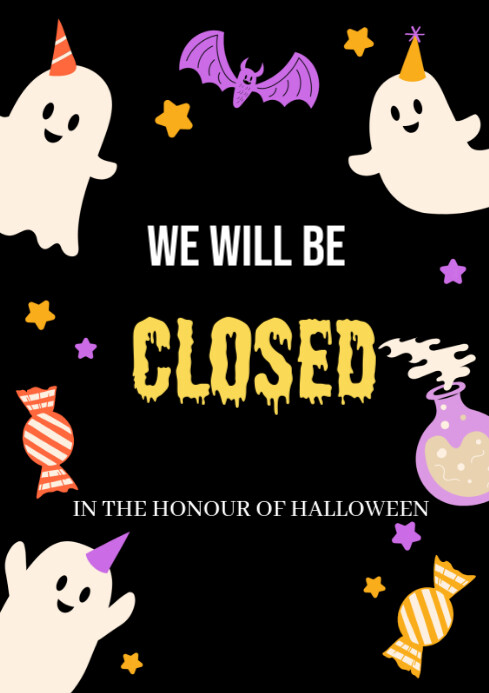 Copy of Black Professional Halloween Closed A4 | PosterMyWall