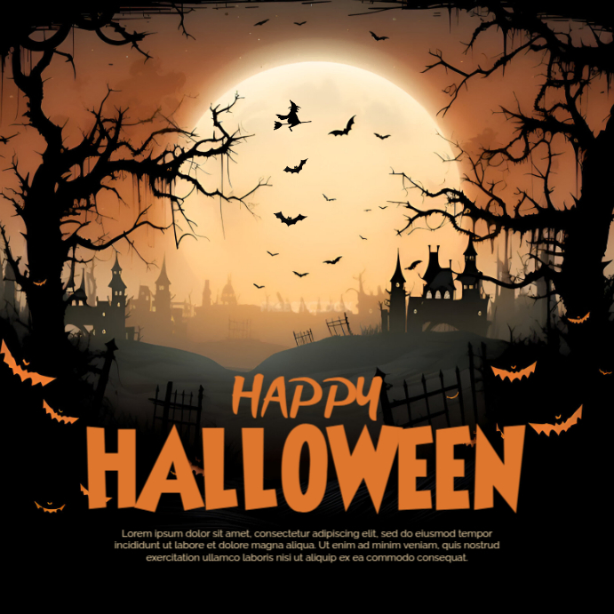 Black Professional Halloween Instagram Post Template | PosterMyWall