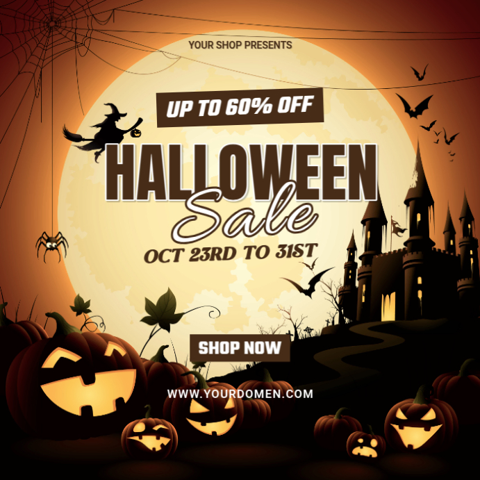 Black Professional Halloween Sale Instagram Post Template | PosterMyWall