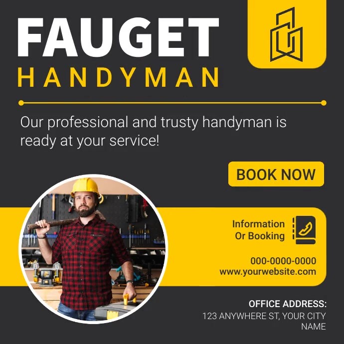 Plantilla de Black Professional Handyman Instagram Post | PosterMyWall