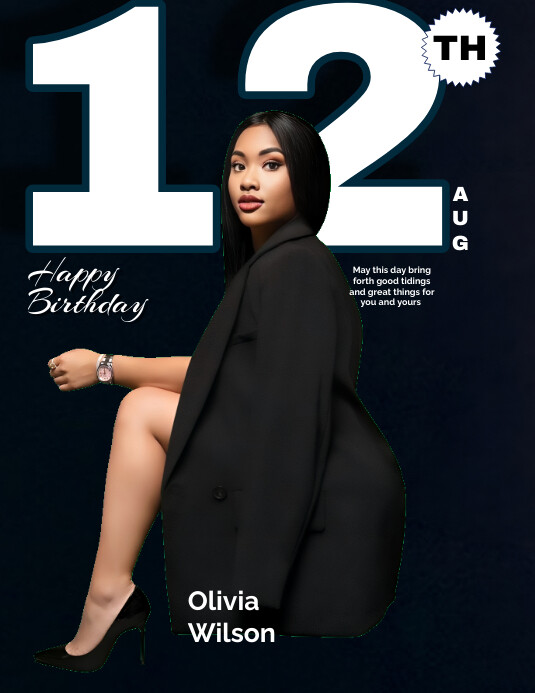 Black Professional Happy Birthday Graphics Fl Template | PosterMyWall