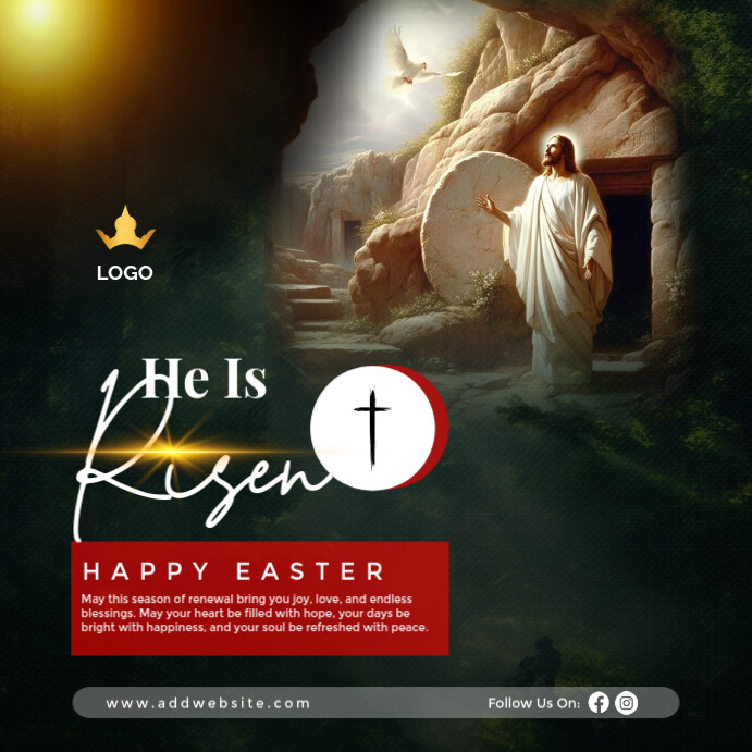 Black Professional Happy Easter Instagram Post Template | PosterMyWall