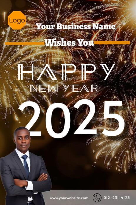 Black Professional Happy New Year Poster Template | PosterMyWall