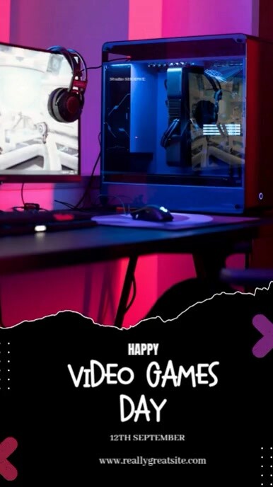 Black Professional Happy Video Games Day Digital Display (9:16 ...