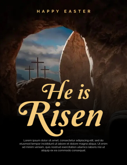 Plantilla de Black Professional He Is Risen Easter Flyer (us Letter) | PosterMyWall