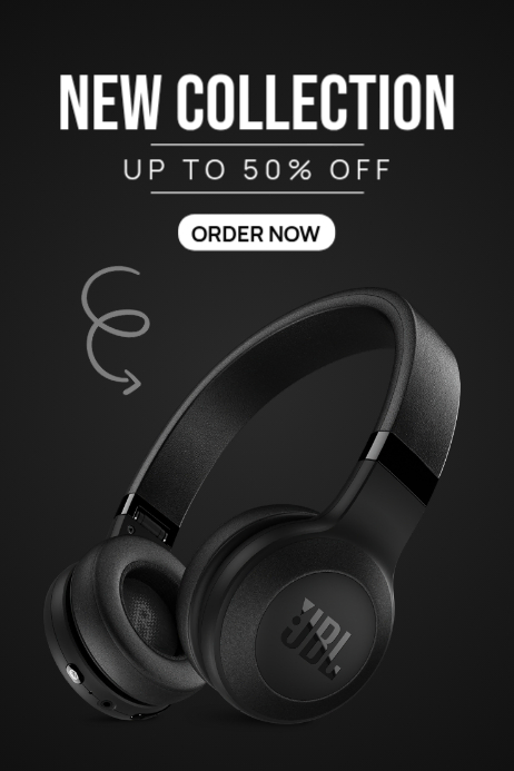 Black Professional Headphone Poster Template | PosterMyWall