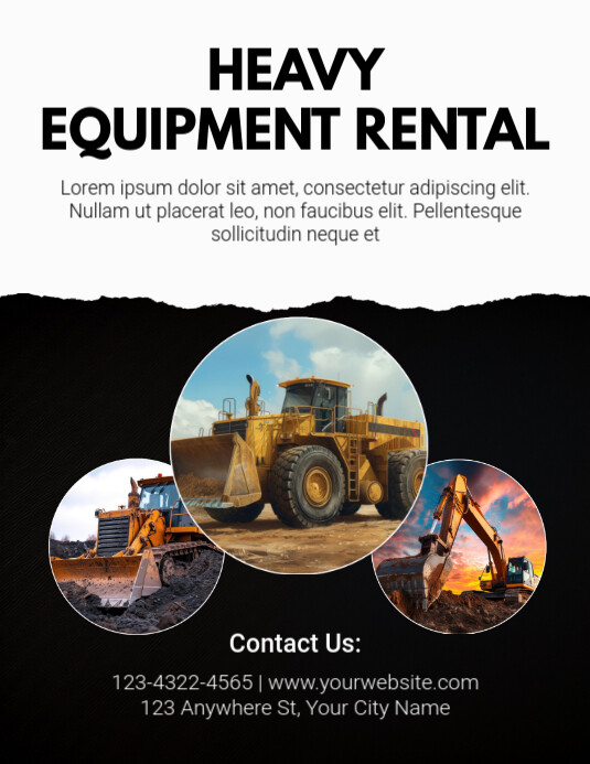 Black Professional Heavy Equipment Rental Flyer (us Letter) Template ...