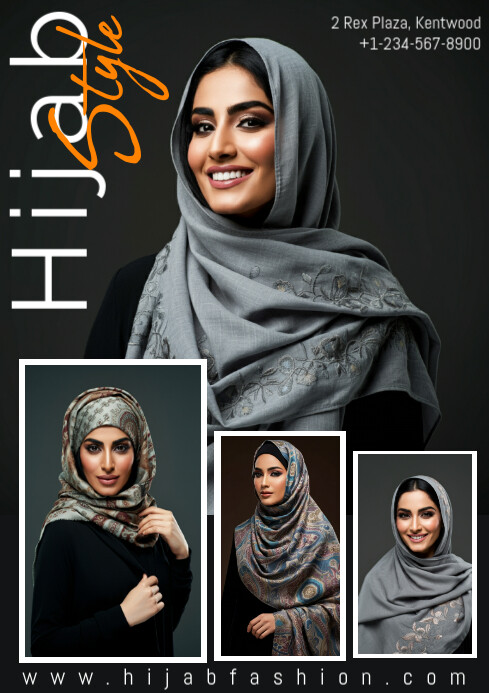 Black Professional Hijab Ad A4 Template | PosterMyWall