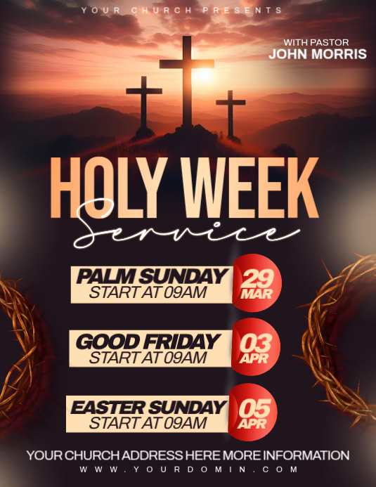 Black Professional Holy Week Service Flyer Template | PosterMyWall