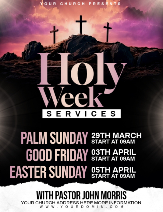 Modèle Black Professional Holy Week Services Flyer | PosterMyWall