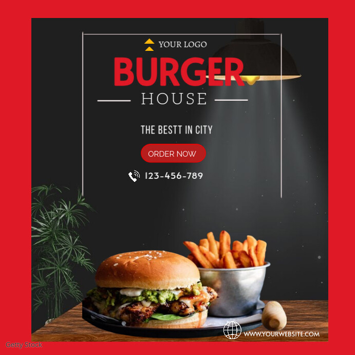 Black Professional Hot Burger Instagram Post Template | PosterMyWall