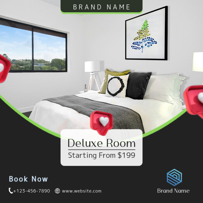 Black Professional Hotel And Apartment Ads Instagram Post Template ...