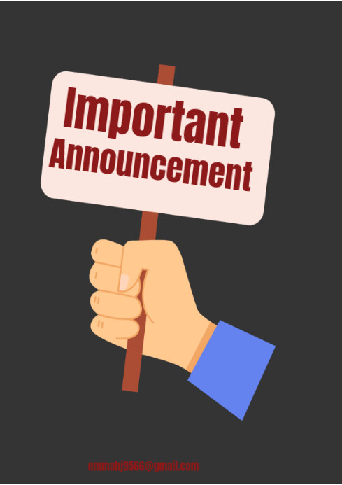 Black Professional Important Announcement A4 Template | PosterMyWall