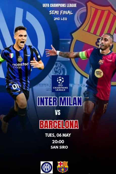 Black Professional Inter Milan Vs Barcelona Ucl Semifinals Templates ...