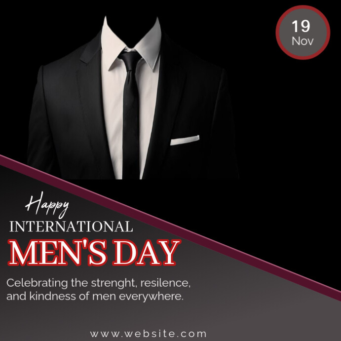 Black Professional International Men's Day Instagram Post Template ...