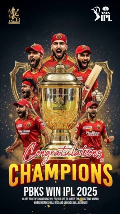 Black Professional Ipl Champion 2025 Instagram Reel Template | PosterMyWall