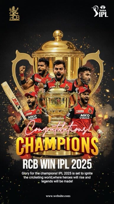 Black Professional Ipl Champion 2025 Instagram Reel Template | PosterMyWall