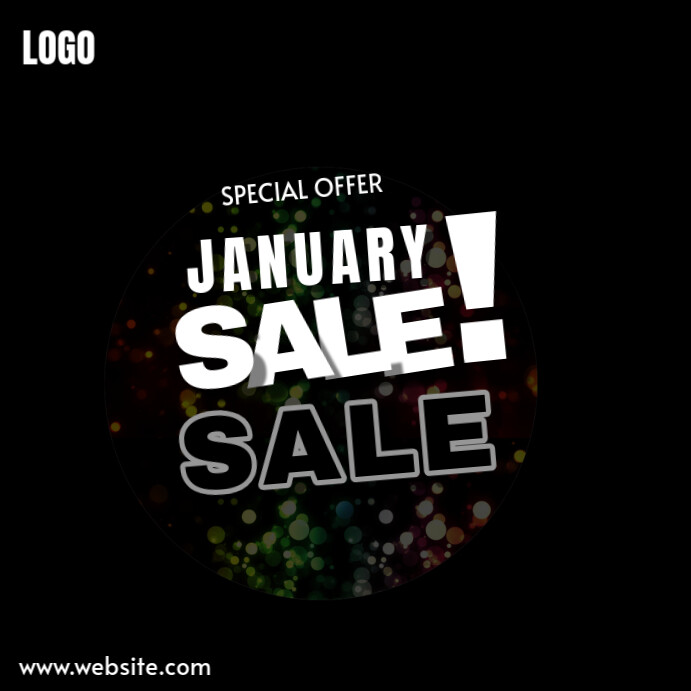 Black Professional January Sales Instagram Post Template | PosterMyWall