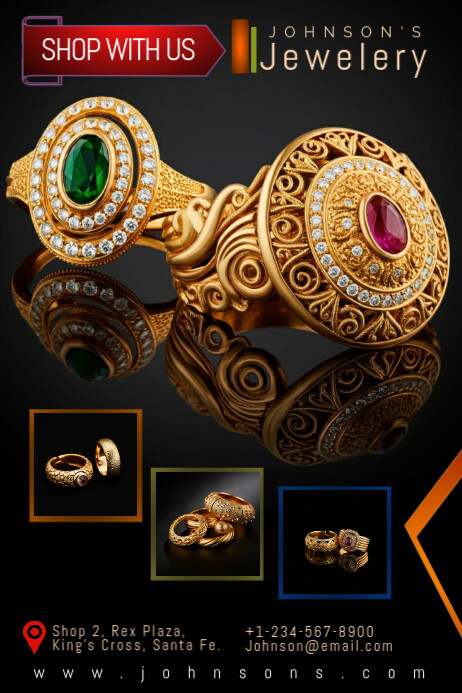 Black Professional Jewelry Shop Poster Template | PosterMyWall