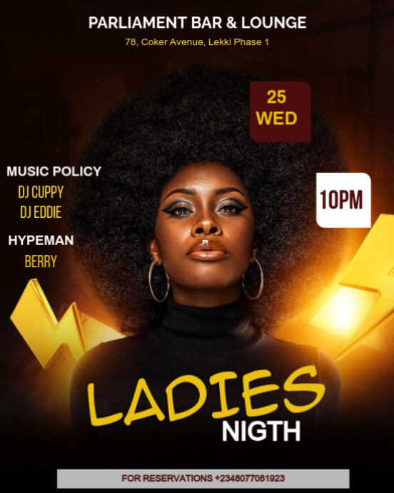 Plantilla de Black Professional Ladies Night Flyer Template Instagram ...