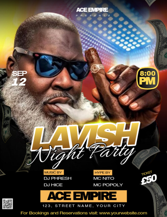 Copy of Black Professional Lavish Night Party Flyer Flyer (us Letter ...