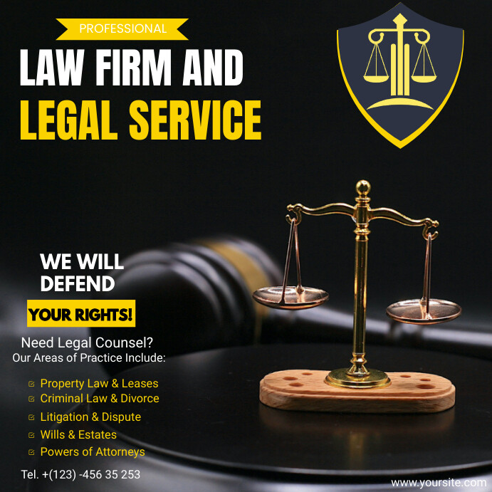 Black Professional Law Firm Instagram Post Template | PosterMyWall