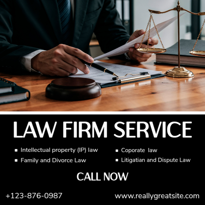 Black Professional Law Firm Service Instagram Post Template | PosterMyWall