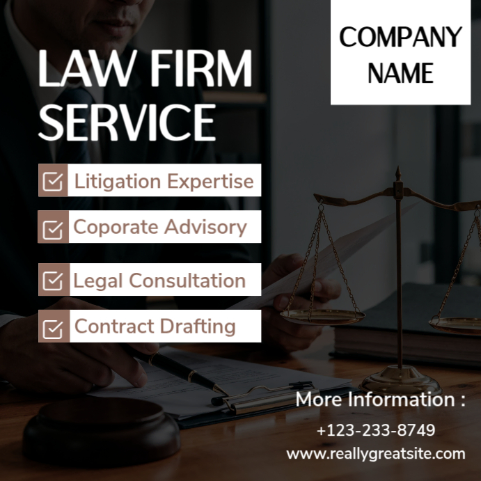 Black Professional Law Firm Service Instagram Post Template | PosterMyWall