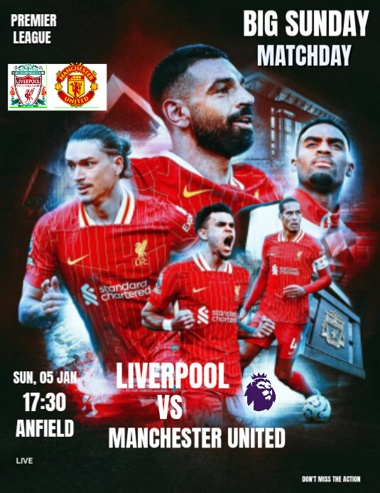 Black Professional Liverpool Vs Manchester United Flyer (us Letter ...