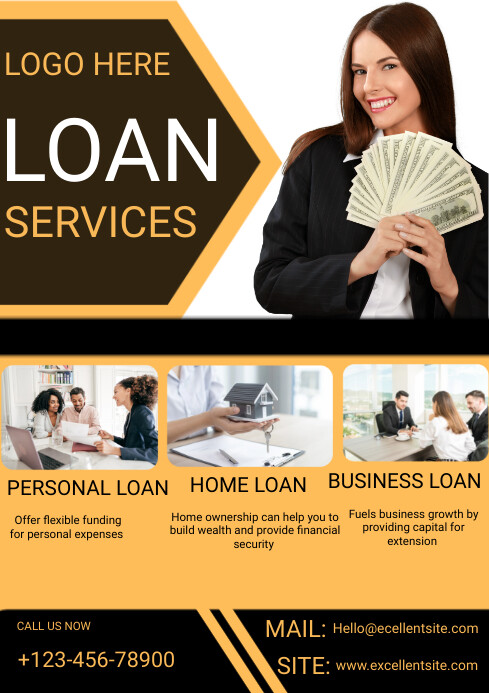 Copy of Black Professional Loan Services Template A4 | PosterMyWall