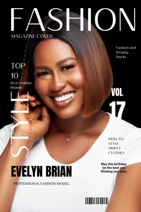 Black Professional Magazine Cover Model Poster Template | PosterMyWall