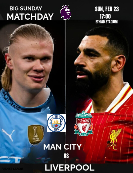 Black Professional Manchester City Vs Liverpool Big Sunday Flyer (us ...
