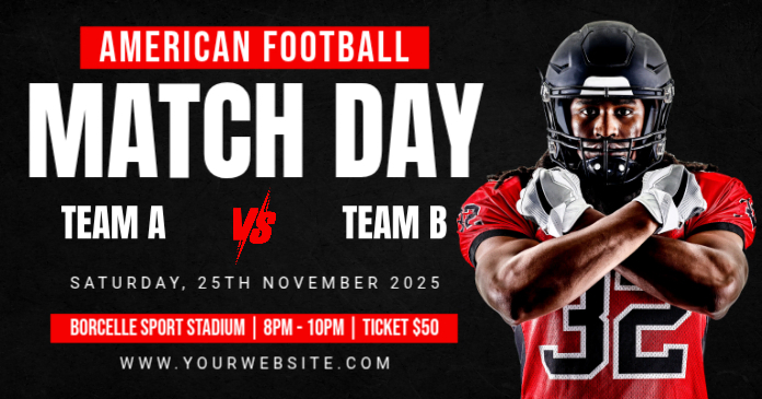 Black Professional Match Day Facebook Shared Image Template | PosterMyWall