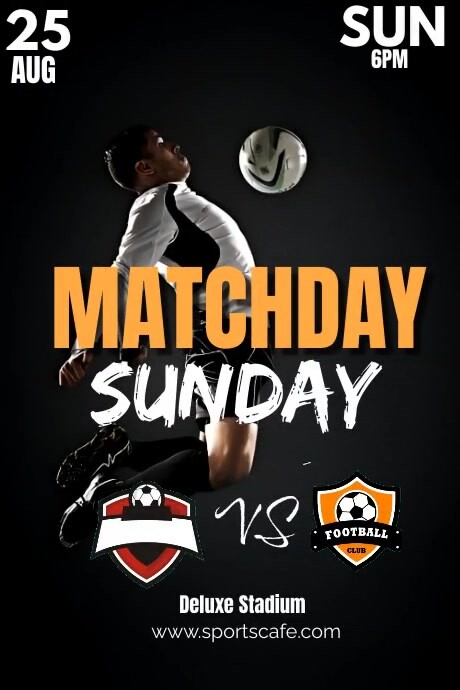 Black Professional Matchday Football Poster Template | PosterMyWall