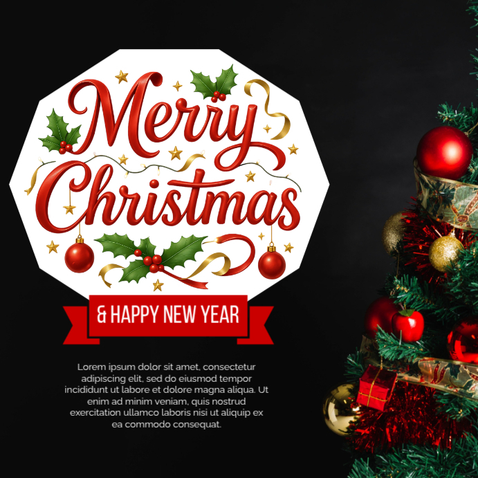 Black Professional Merry Christmas Instagram Post Template | PosterMyWall
