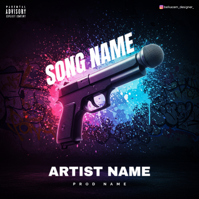 Black Professional Microphone Real Album Cover Template | PosterMyWall