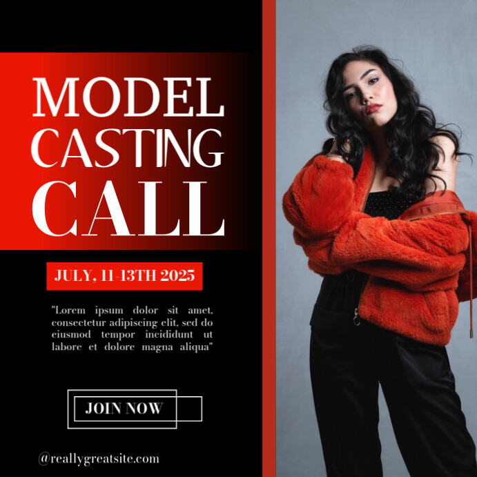 Black Professional Model Casting Call Instagram Post Template ...