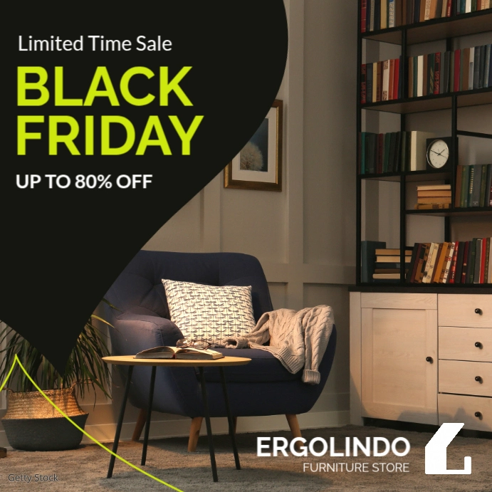 Black Professional Modern Black Friday Furniture Sale Template ...