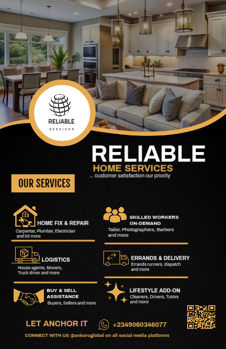 Black Professional Modern Home Maintenance & Services Flyer Design ...