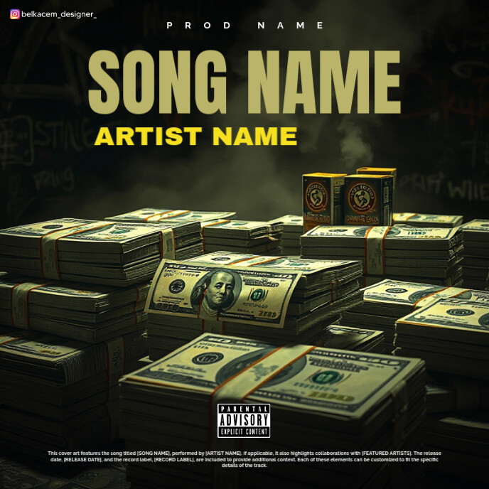 Black Professional Money Cash Album Cover Templat | PosterMyWall