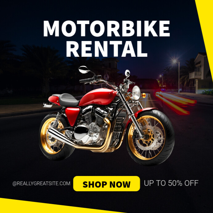 Black Professional Motorbike Rental Instagram Post Template | PosterMyWall
