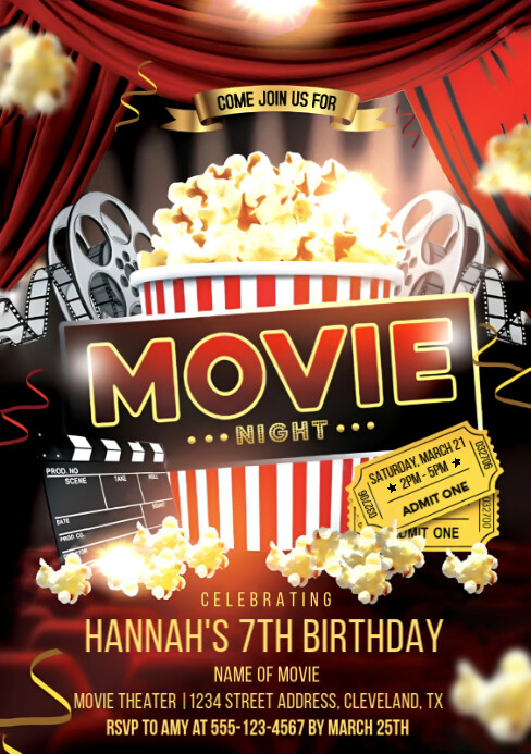 Black Professional Movie Night Flyer A5 Template | PosterMyWall